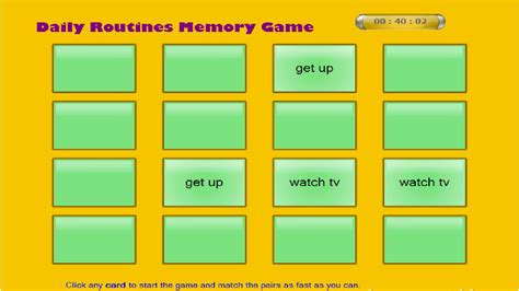Our English Corner MEMORY DAILY ROUTINES