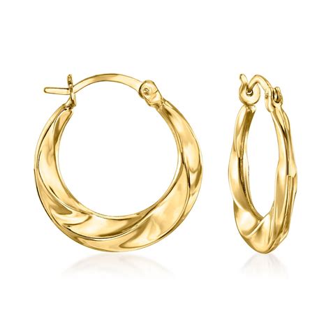 14kt Yellow Gold Twisted Hoop Earrings In 2024