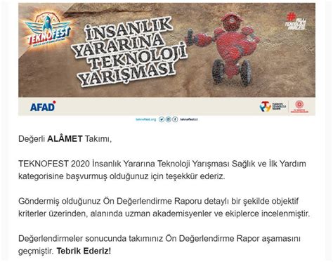Teknofest İnsanlık Yararına Teknoloji Kategorisinde Takımım