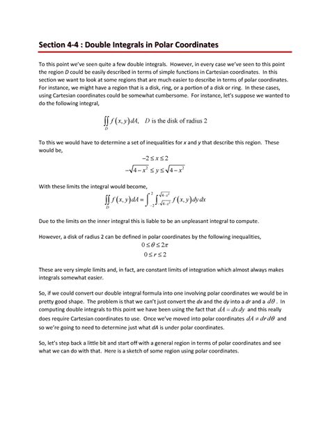 Calc Iii Dipolar Coords Warning Tt Undefined Function 32 Section 4 4 Double Integrals In