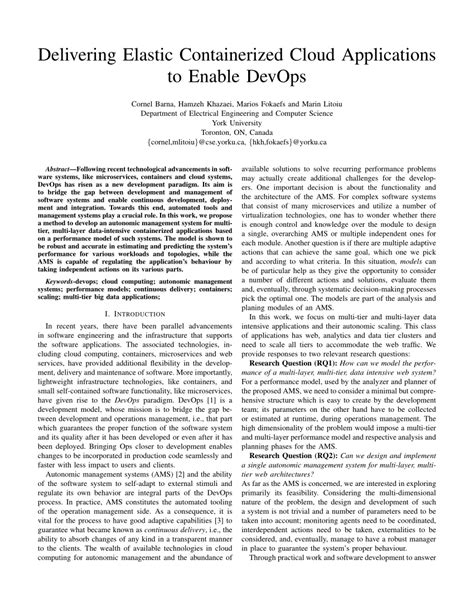 pdf delivering elastic containerized cloud applications to enable devops