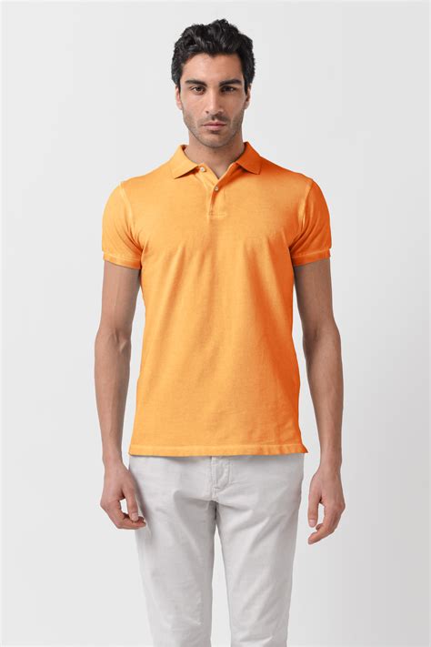 Apricot Orange Slim Fit Stretch Pique Polo Shirt Ploumanach