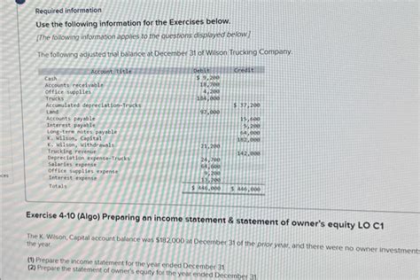 solved exercise 4 10 algo preparing an income statement and