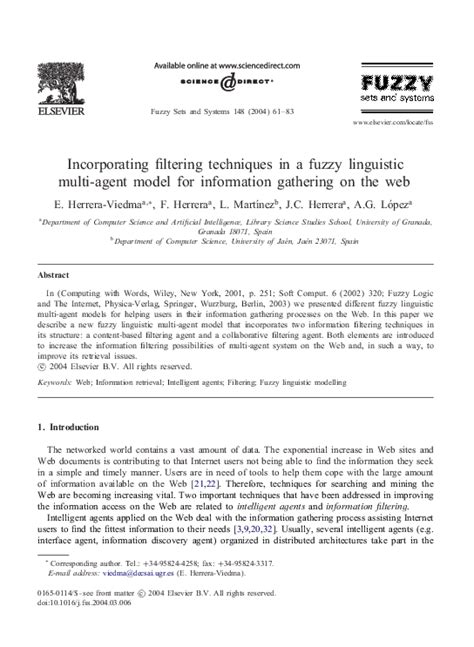 Pdf Incorporating Filtering Techniques In A Fuzzy Linguistic Multi Agent Model For Information