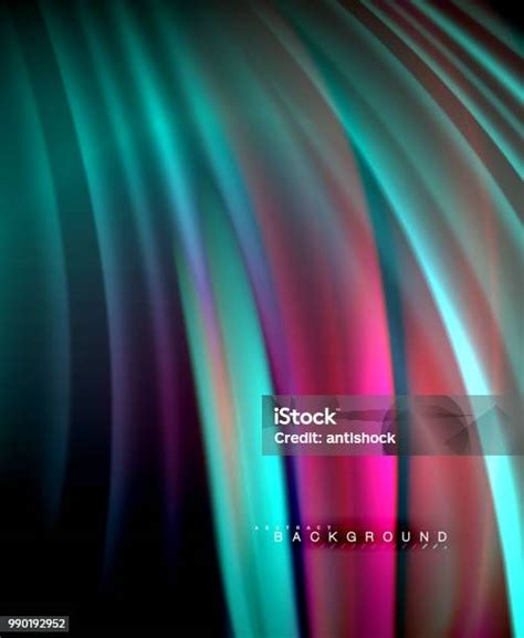 네온 빛을 내 파 마법 에너지와 빛 모션 배경 벡터 배경 화면 템플릿 0명에 대한 스톡 벡터 아트 및 기타 이미지 0명 개념 곡선 Istock