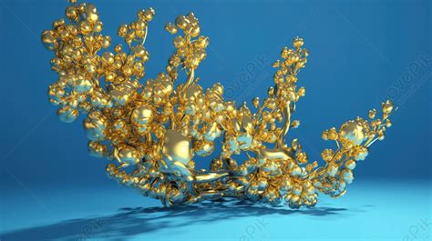 파란색을 배경으로 한 황금빛 봄의 놀라운 3d 렌더링 매혹적인 시각적 즐거움 놀라 배경 디자인 산업 배경 황금빛 배경 이미지 Hd 놀라 디자인 산업 황금빛