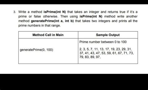 Solved 3 Write A Method Isprimeint N That Takes An