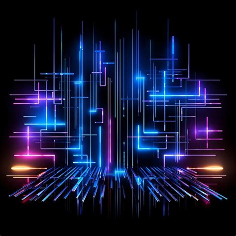 Premium Photo Neon City Grid Borderline Design Neon Lines Style City Grid Y2k Shapes Neon