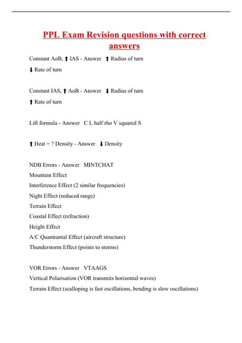 ppl exam revision questions with correct answers ppl stuvia uk