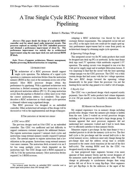 a true single cycle risc processor without pipelining pdf central