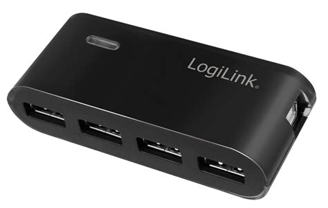 USB-хаб Logilink на 4 USB 2.0 порта с блоком питания черный ...