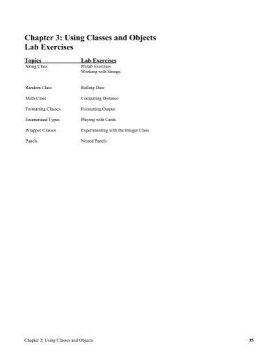 Chapter 3 Using Classes And Objects Lab Exercises