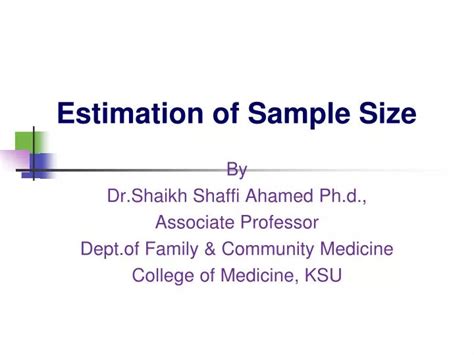 PPT Estimation Of Sample Size PowerPoint Presentation Free Download ID