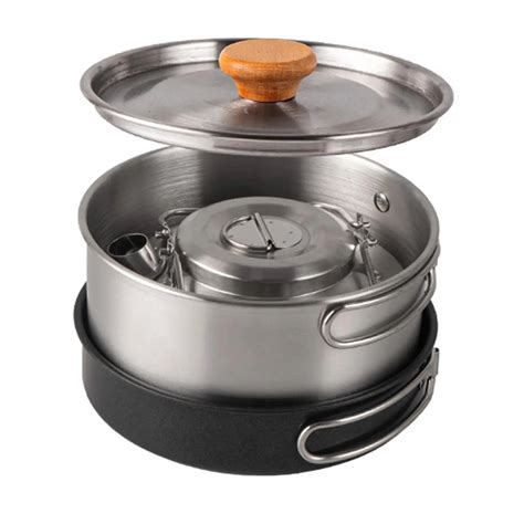 스테인레스 스틸 접이식 손잡이 캠핑 조리기구 세트 냄비 팬 및 주전자 야외 요리 장비 여행 바베큐 하이킹용 Aliexpress