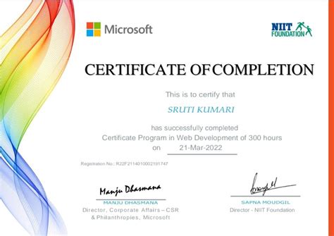 Sruti Kumari On Linkedin Certificateofcompletion Niitfoundation