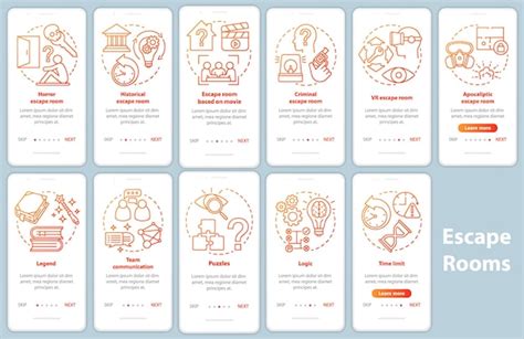 Premium Vector Escape Room Red Gradient Onboarding Mobile App Page