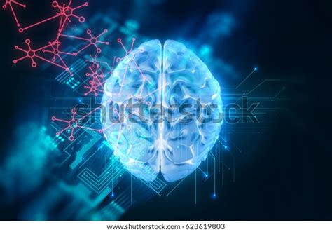 3d Rendering Human Brain On Technology Stock Illustration 623619803 Shutterstock