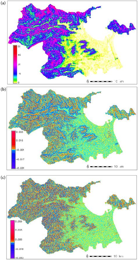 Slope A Profile Curvature B And Tangential Curvature C Maps Download Scientific Diagram