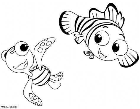 Squirt With Nemo Coloring Page