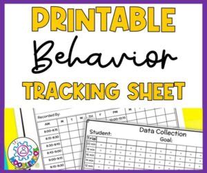 Printable Behavior Tracking Sheet Data Charts For Teachers