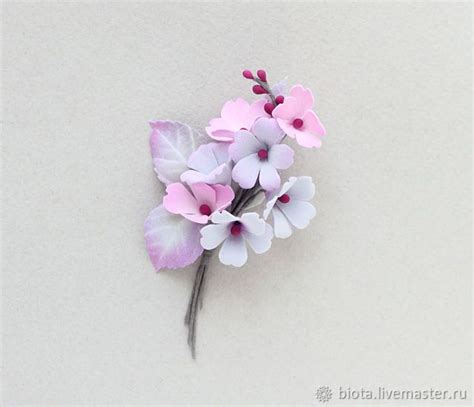 Брошь с цветами серый розовый букетик цветов из фоамирана заказать на Ярмарке Мастеров