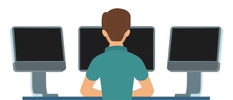 Premium Vector Man At Multiple Monitors Finance Trader Code