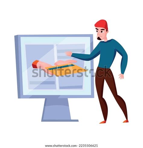 hacker composition cartoon character hacker stealing stock vector royalty free 2235506621