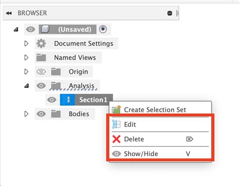 Fusion Help How To Turn Off Or Edit A Section Analysis In Fusion Autodesk