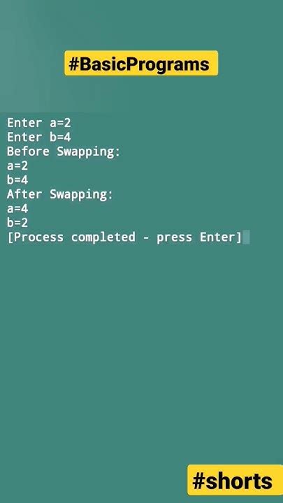 program to swap two numbers without using third variable basicprograms program coding variable