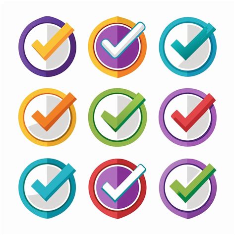 Premium Vector Colorful Check Mark Icons For Approval And Confirmation