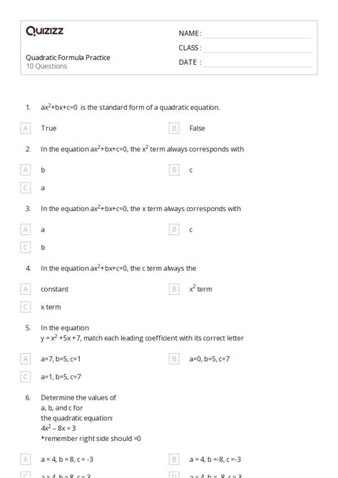 50 Quadratic Worksheets On Quizizz Free And Printable