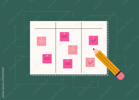 Kanban Board With A Sticky Notes Scrum Agile Methodology Project Management Business