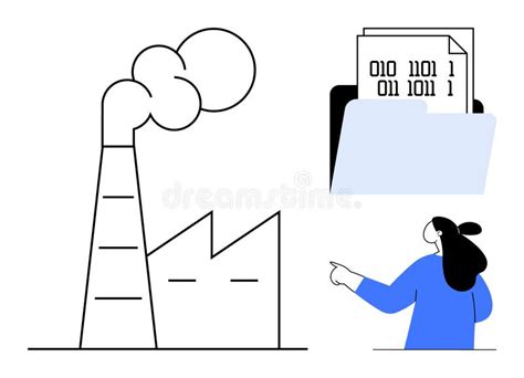 Industrial Data Analysis With Binary Code And Factory Imagery Stock