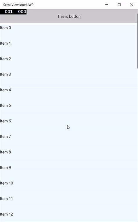 [bug] [uwp] scrollview scrolls to top when tapping an item in
