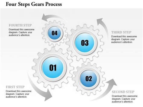 Business Diagram Four Steps Gears Process Presentation Template