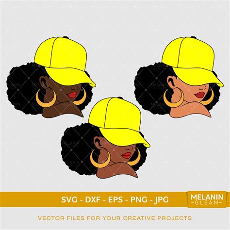 Afro Woman Cap Digital Svg Dxf Eps Png  Melanin Black