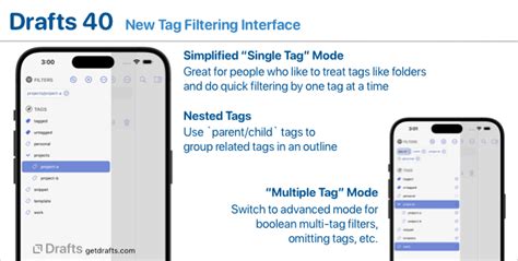 drafts 40 released compatibility updates command palette nested tags