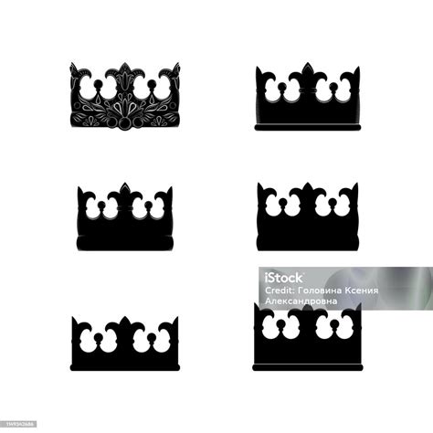 빈티지와 로코코 스타일 조각 및 꽃 장식 도면의 다른 학위와 왕실 왕관의 상징의 컬렉션 개체 그룹에 대한 스톡 벡터 아트 및 기타 이미지 개체 그룹 검은색 공주