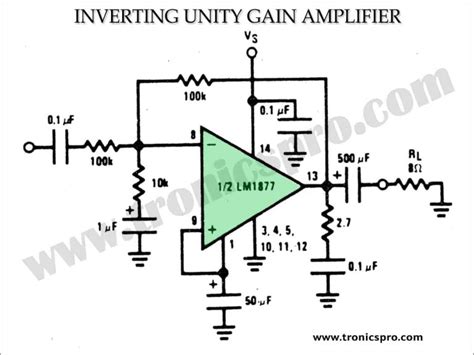 Unity Gain Amplifier LM Circuit Diagram TRONICSpro
