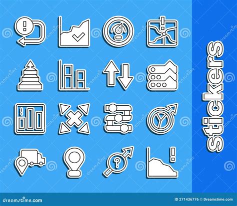 Set Line Financial Growth Decrease Graph Chart Diagram Digital Speed Meter Pyramid