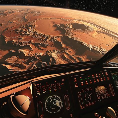 View Of Mars From Orbit Showing Detailed Surface Premium Ai Generated