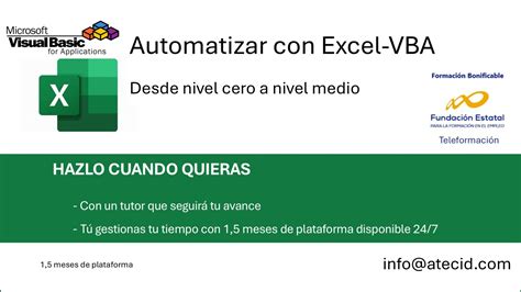 Curso Automatizar Con Excel Vba Desde Cero A Nivel Intermedio Atecid
