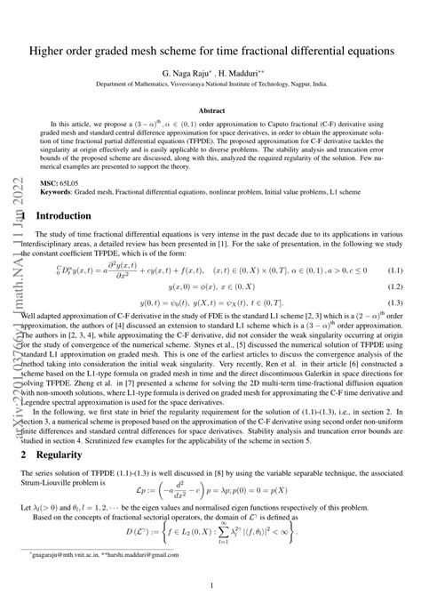 Pdf Higher Order Graded Mesh Scheme For Time Fractional Differential