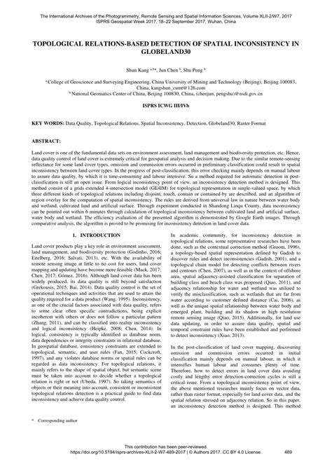 Pdf Topological Relations Based Detection Of Spatial Inconsistency In Globeland30