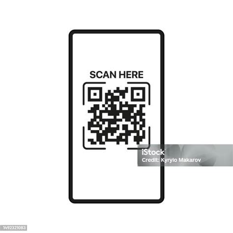 화면 아이콘에 Qr 코드가 있는 스마트폰 Qr 코드 기술의 통합을 나타내는 Qr 코드가 화면에 표시된 스마트폰을 특징으로 하는