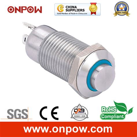 Onpow 12mm High Head Push Button Switch GQ12 CH 10ZE J R 12V S CE RoHS Switch And LED Light