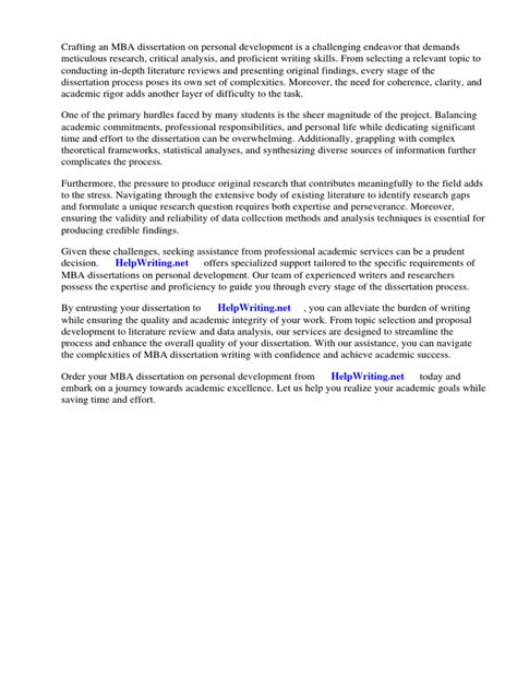 Mba Dissertation Personal Development Pdf Sustainability Thesis