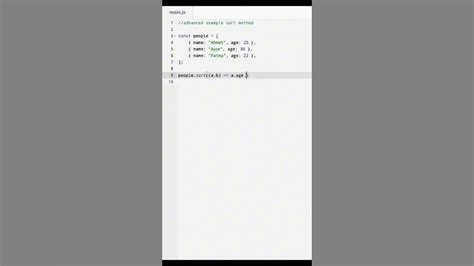 Javascript Sort Method Advanced Example Coding Shorts Javascript