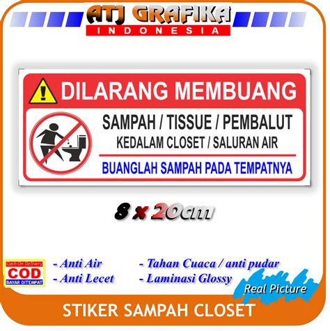Stiker New Sampah Closet Sticker Dilarang Membuang Sampah Di Wc Kamar