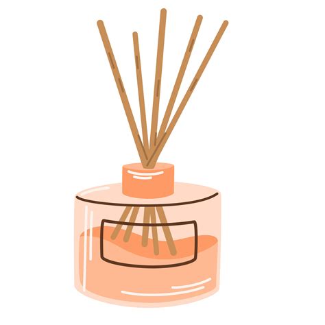 Aroma Diffuser With Bamboo Sticks Home Decor Hand Draw Vector